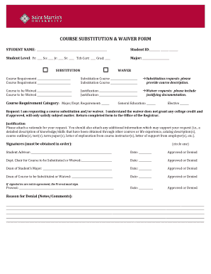 Fillable Online stmartin COURSE SUBSTITUTION WAIVER FORM Fax Email Print - pdfFiller