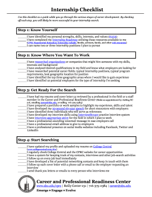 Fillable Online sbu Internship Checklist - sbuedu Fax Email Print - pdfFiller