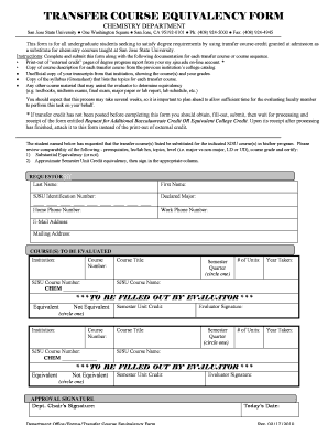 Fillable Online sjsu Transfer Course Equivalency Form 2 - San Jose ...