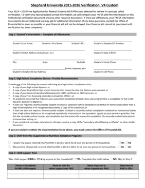 Fillable Online shepherd Shepherd University 2015-2016 Verification V4 ...