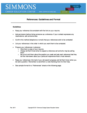 Fillable Online simmons References Guidelines and Format - Simmons ...