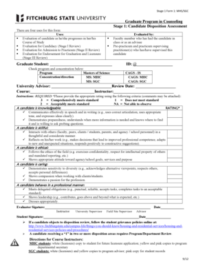 Fillable Online fitchburgstate Stage 1 Form 1 MHC-SGC Student ...
