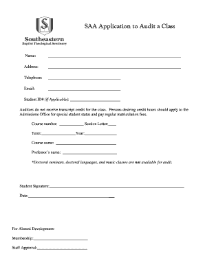 Fillable Online sebts SAA Application to Audit a Class Fax Email Print ...