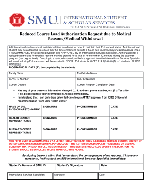 Fillable Online smu Reduced Course Load Authorization Request due to ...