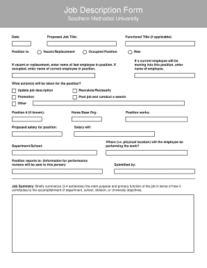 Fillable Online smu Job Description Form - SMU Fax Email Print - pdfFiller