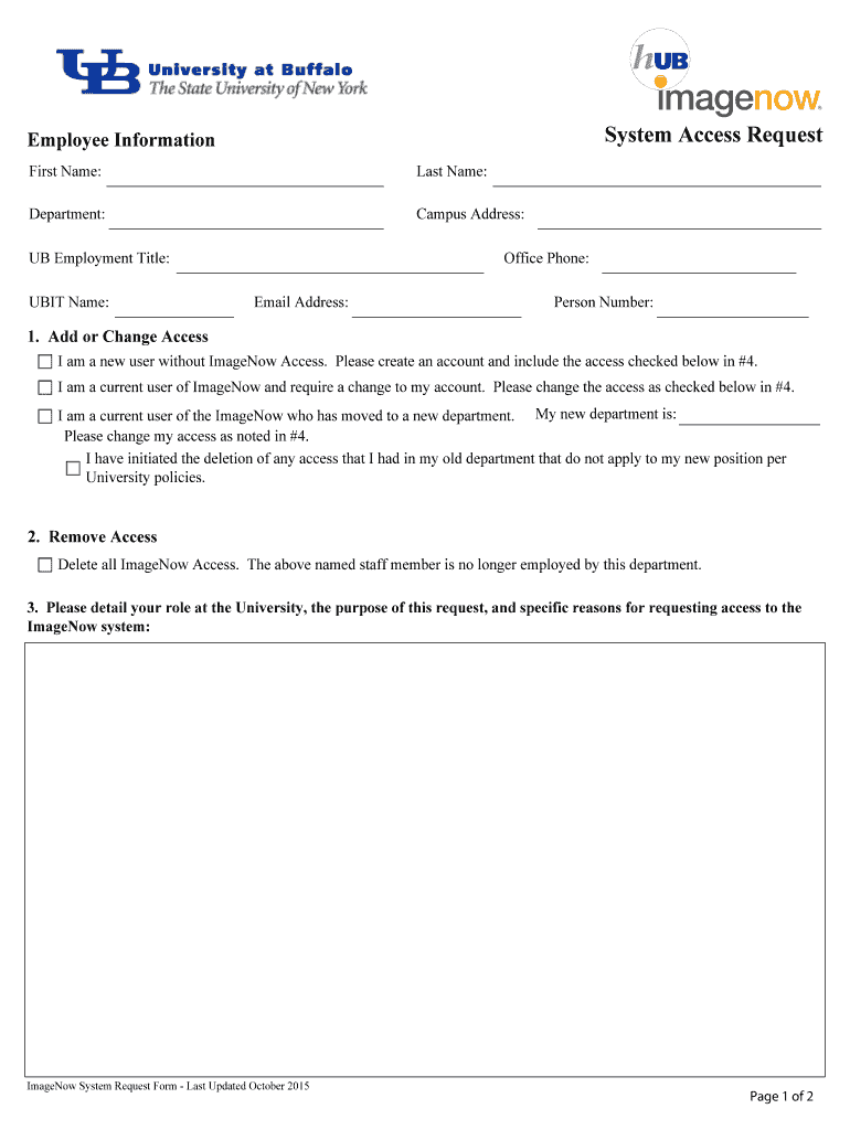 Fillable Online buffalo Employee Information System Access Request ...