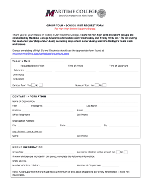 Fillable Online sunymaritime GROUP TOUR SCHOOL VISIT REQUEST FORM Fax ...