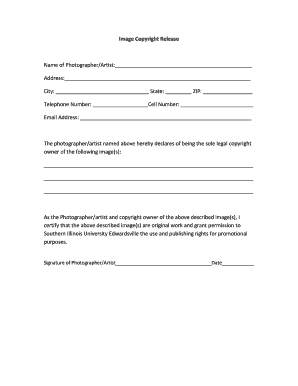 Fillable Online siue Image Copyright Release Fax Email Print - pdfFiller