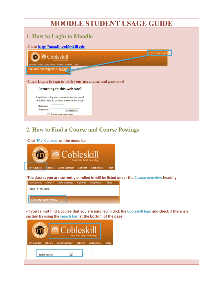 Fillable Online MOODLE STUDENT USAGE GUIDE Fax Email Print - pdfFiller
