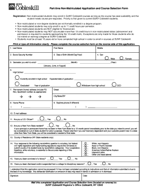 Fillable Online cobleskill Part-time Non-Matriculated Application and ...