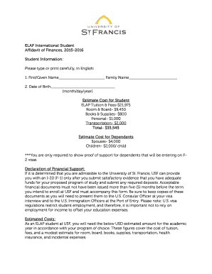 Fillable Online stfrancis ELAP Int - University of St Francis Fax Email ...