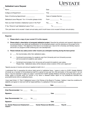 Fillable Online upstate Sabbatical Leave Request - upstateedu Fax Email ...