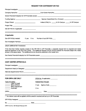 Fillable Online rochester REQUEST FOR CONTINGENT GR FAO - rochesteredu Fax Email Print - pdfFiller