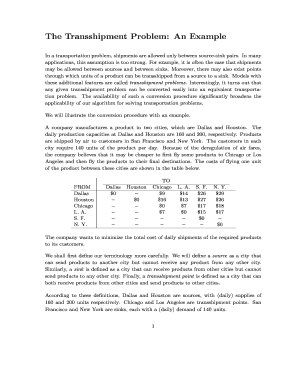 Fillable Online The Transshipment Problem: An Example Fax Email Print - pdfFiller