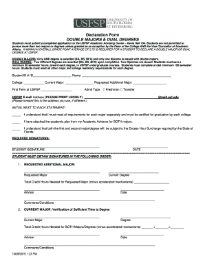 Fillable Online usfsp Declaration Form DOUBLE MAJORS DUAL DEGREES Fax ...