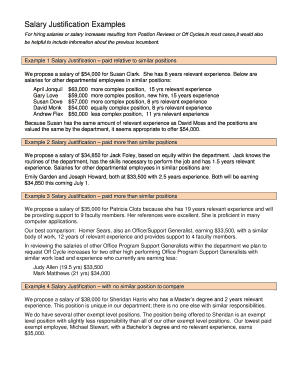 Fillable Online Salary Justification Examples Fax Email Print - pdfFiller