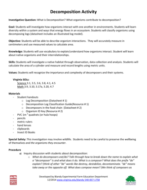 Fillable Online virginia Decomposition Activity - University of ...