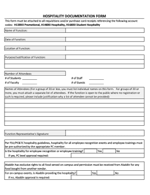 Fillable Online fairmontstate HOSPITALITY DOCUMENTATION FORM - Fairmont ...