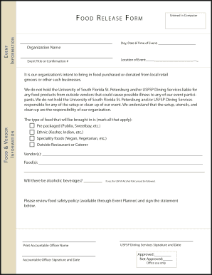 Fillable Online usfsp F Release FoRm - University of South Florida St ...