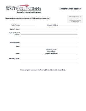 Fillable Online usi Student Letter Request - USI - usi Fax Email Print - pdfFiller