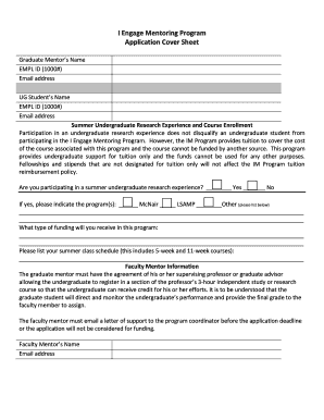 Fillable Online uta I Engage Mentoring Program Application Cover Sheet ...