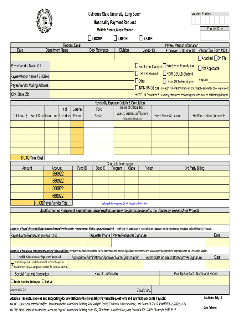 Fillable Online Hospitality Approval Reimbursement Hospitality Fax ...