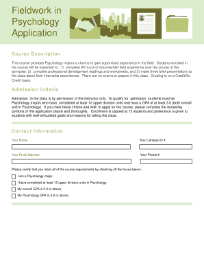 Fillable Online Fieldwork bApplicationb S16 Fax Email Print - pdfFiller