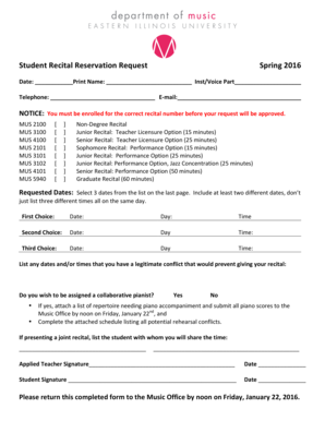 Fillable Online eiu Recital.Request.Form.Spring2016.doc - eiu Fax Email Print - pdfFiller