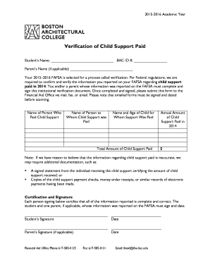 Fillable Online the-bac Verification of Child Support Paid - the-bac ...