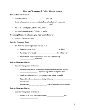 Fillable Online bloomu Classroom Management Positive Behavior Supports ...