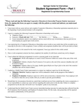 Fillable Online bradley Springer Center for Internships Student ...