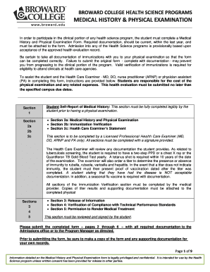 Fillable Online broward BROWARD COLLEGE HEALTH SCIENCE PROGRAMS MEDICAL ...