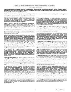 Fillable Online PURCHASE ORDER/SUPPLIER CONTRACT FOR COMMODITIES AND ...