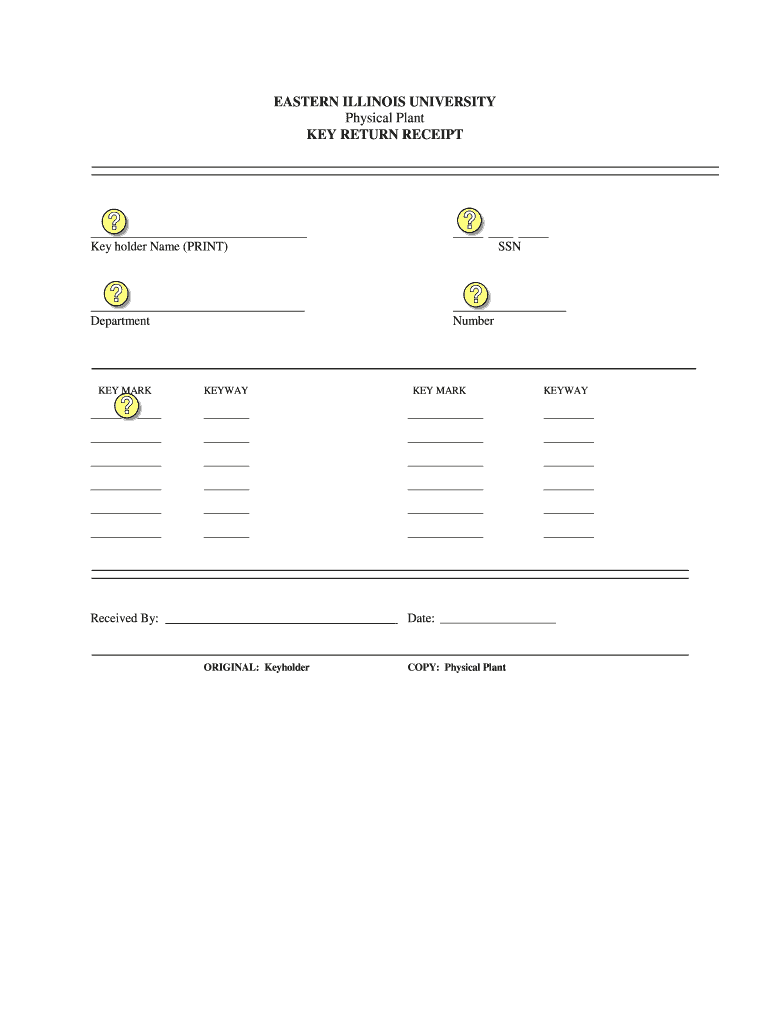 Fillable Online eiu EASTERN ILLINOIS UNIVERSITY Physical Plant KEY ...