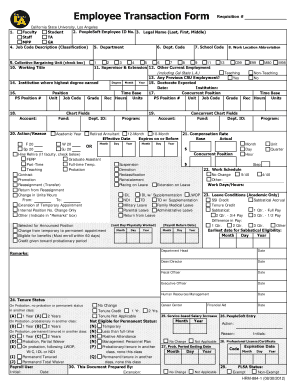 Fillable Online calstatela Employee Transaction Form Fax Email Print ...