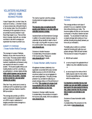 Fillable Online VOLUNTEERS INSURANCE Fax Email Print - pdfFiller