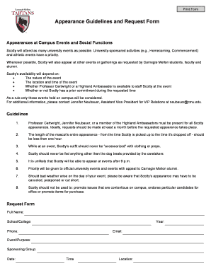 Fillable Online cmu Appearance Guidelines and Request Form - Carnegie ...