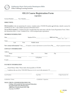 Fillable Online csudh OLLI Course Registration Form - csudh Fax Email ...