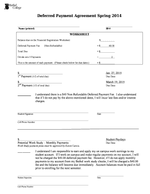 Fillable Online bethelks Deferred Payment Agreement.doc - bethelks Fax ...