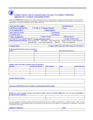 Fillable Online ccsu GRAD ASSISTANTSHIP APPLICATION FOR PDFPDF - ccsu ...