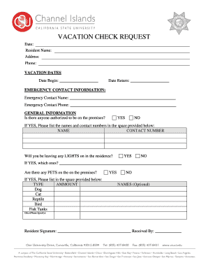 Fillable Online csuci Vacation Check.doc - csuci Fax Email Print - pdfFiller