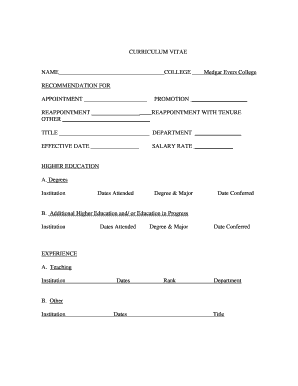 Fillable Online mec cuny CURRICULUM VITAE NAME COLLEGE Medgar Evers ...