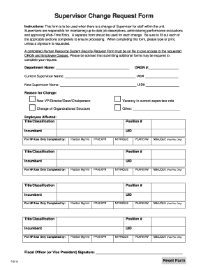 Fillable Online csu Supervisor Change Request Form - CSU Home Fax Email ...