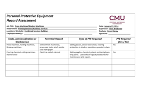 Fillable Online cmich Personal Protective Equipment Hazard Assessment ...
