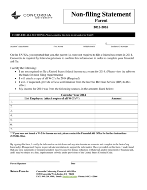 Fillable Online cui Non-filing Statement - Concordia University - cui ...
