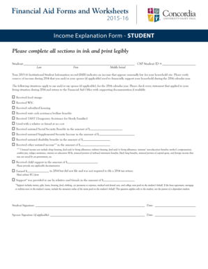 Fillable Online Financial Aid Forms and Worksheets Fax Email Print ...