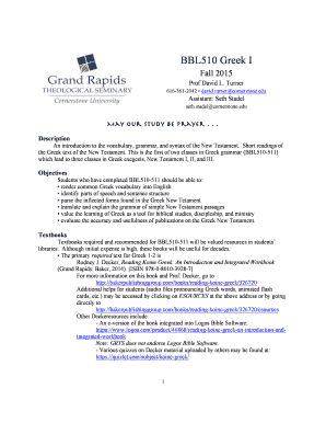 Fillable Online BBL510 Greek I Fax Email Print - pdfFiller