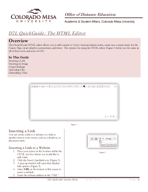 Fillable Online D2L QuickGuide: The HTML Editor Fax Email Print - pdfFiller