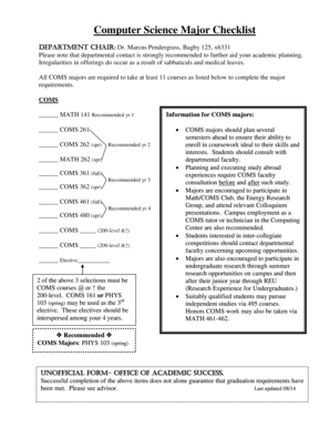 Fillable Online hsc Mathematics and Computer Science Major Checklist ...