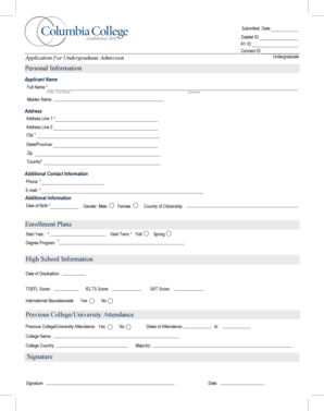 Fillable Online ccis Personal Information - Columbia College - ccis Fax ...